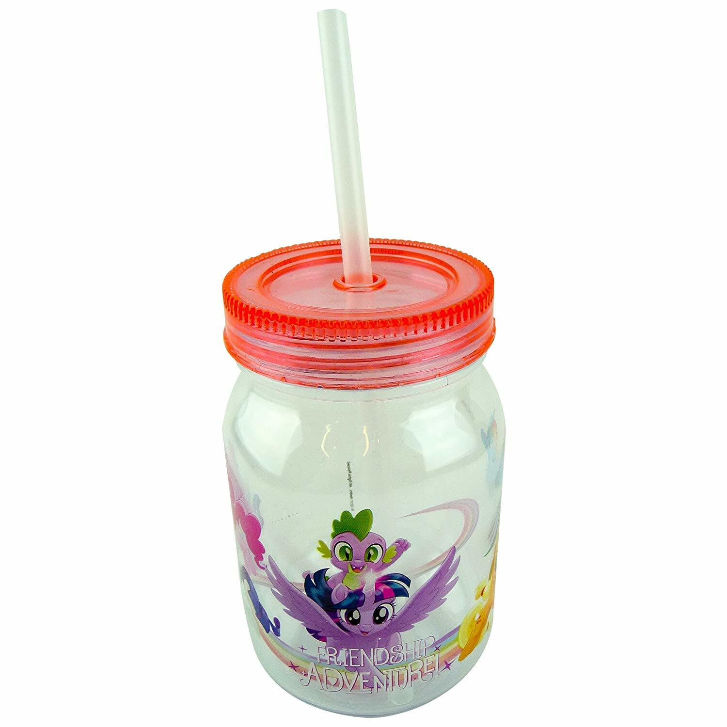 Children's Character Plastic Mason Jar With Lid & Straw - My Little ...