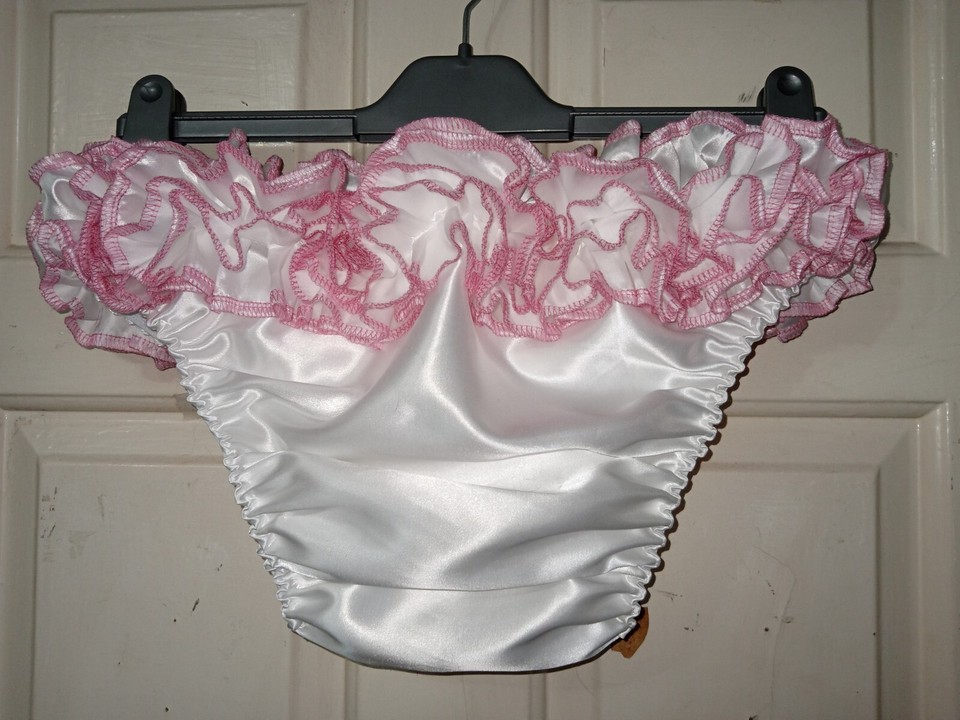 ADULT BABY~ SISSY~MAIDS~ DOUBLE LAYER SATIN PANTS WITH FROU FROU FRILLS ...