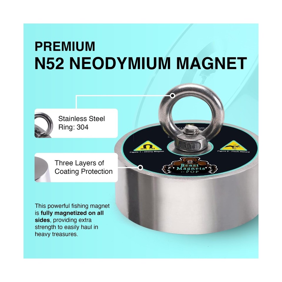 3600lb Complete 360 Degree Magnet Fishing Kit | Includes Strong 360 ...