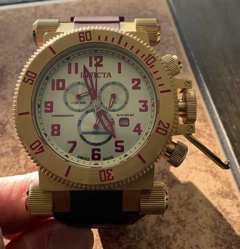 Invicta Coalition Forces 18730 Chronograph Gold Gold Red Dial Watch New ...