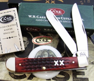 Case XX Trapper Knife 2001 SFO XX Shield Inlay NICE Red Bone RARE SFO ...
