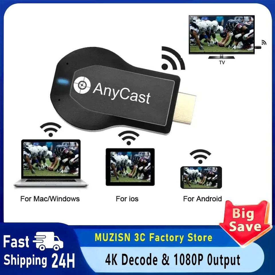 4K WiFi HDMI Anycast Miracast Airplay TV Wireless Display DLNA Dongle ...
