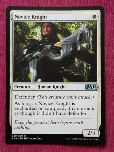 Magic The Gathering 2019 CORE SET M19 NOVICE KNIGHT white card MTG | eBay