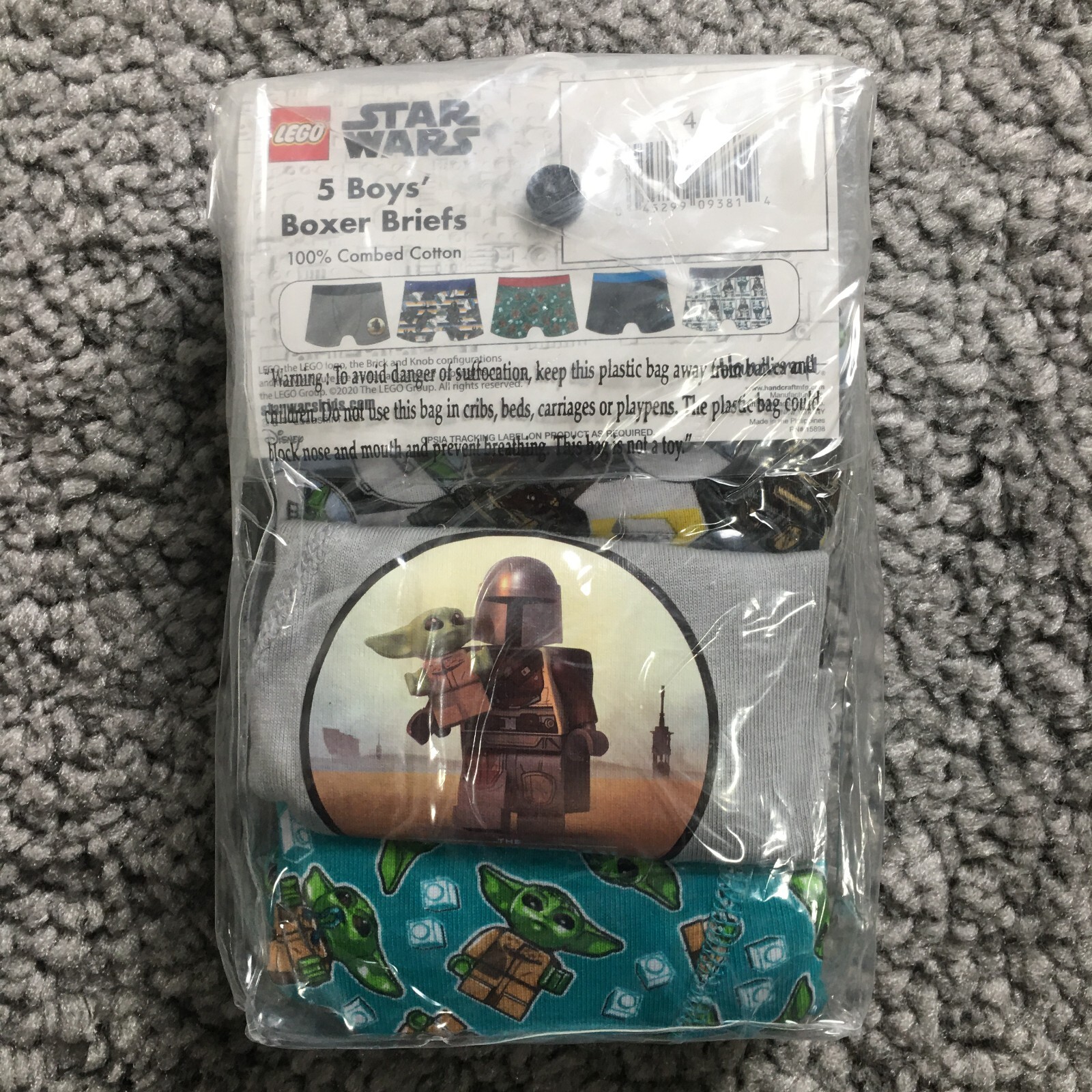 5 Pack LEGO Star Wars Boys Boxer Underwear Size 4 100 Combed Cotton for ...