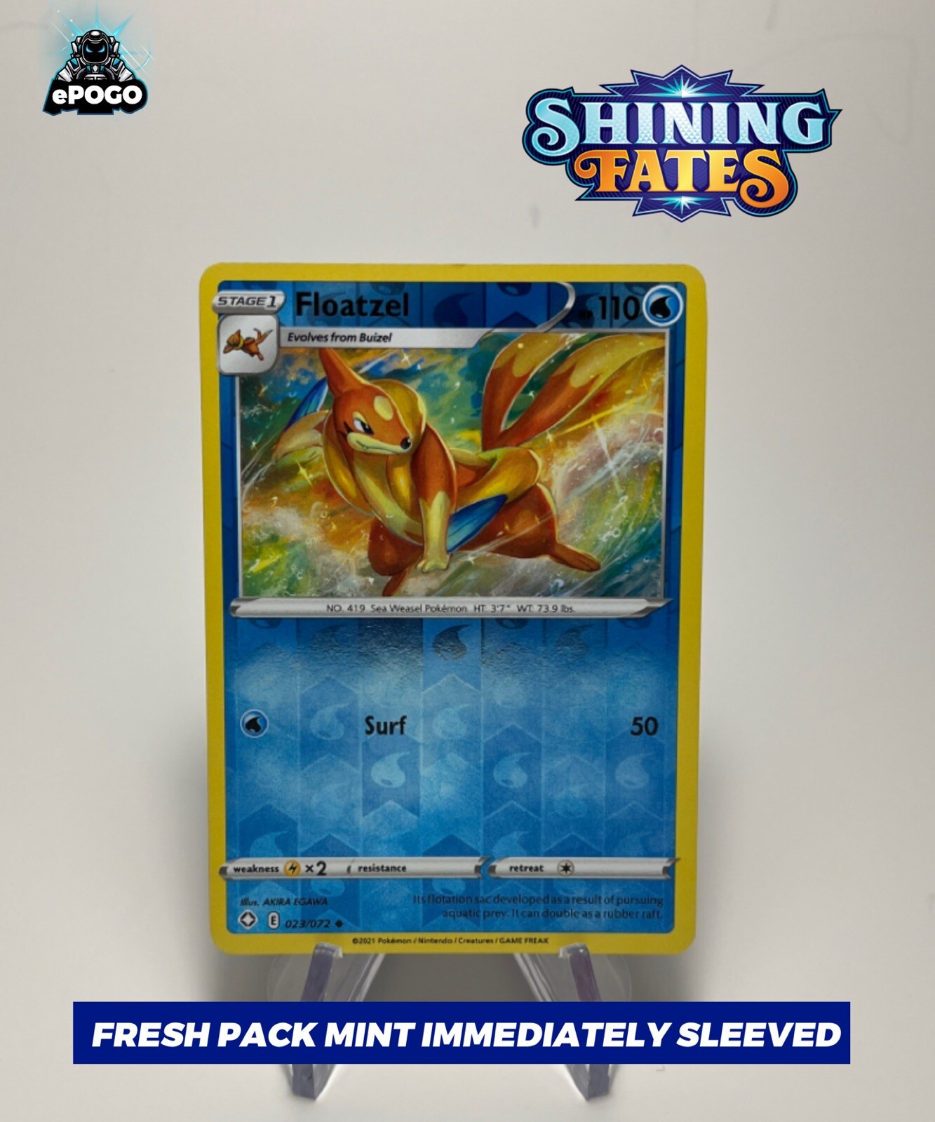 Floatzel 023/072 REVERSE HOLO Pokemon TCG Shining Fates Pokémon Card ...