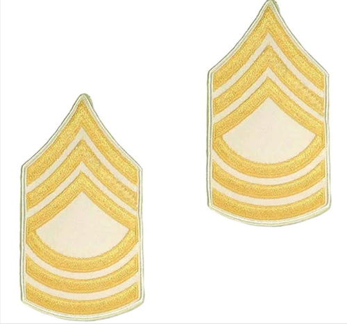 GENUINE U.S. ARMY CHEVRON: MASTER SERGEANT - GOLD EMBROIDERED ON WHITE ...