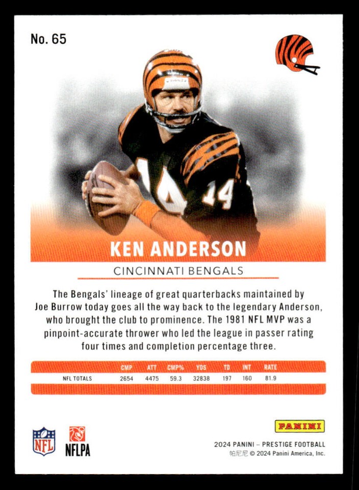2024 Panini Prestige #65 Ken Anderson Card Cincinnati Bengals | eBay