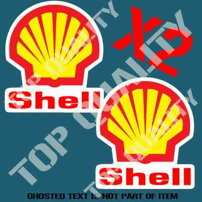 VINTAGE SHELL GASOLINE OIL Decal Sticker X2 Vintage Mancave Garage ...