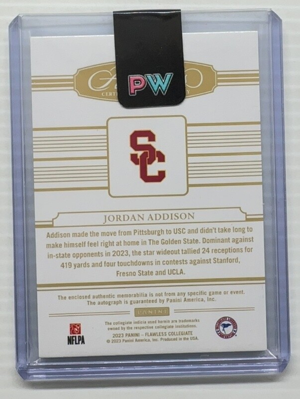 2023 Flawless Jordan Addison Ruby Rookie Patch Autograph Auto RC #16/20 ...