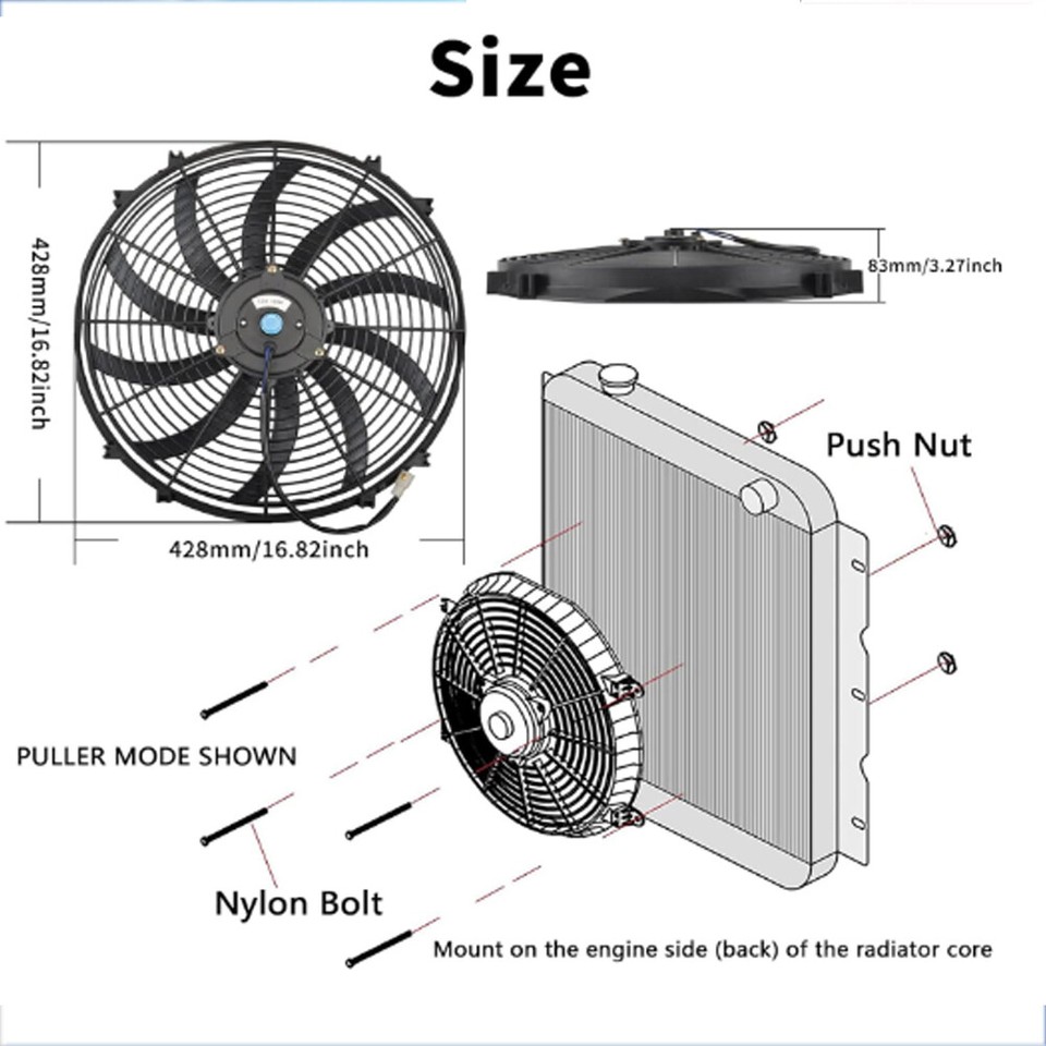 120W 3500CFM PERFORMANCE 12V AUTOMOTIVE ELECTRIC RADIATOR COOLING FAN ...