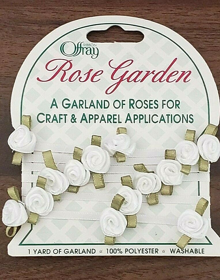 Offray ROSEBUD GARLAND Satin Trim Ribbon - White, 1 yd | eBay