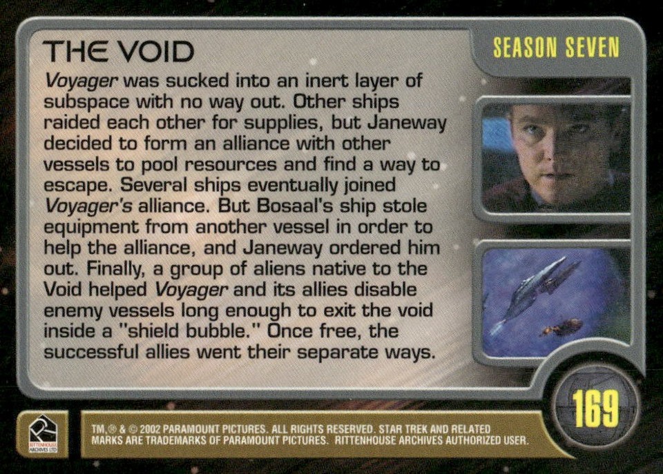 2002 Rittenhouse The Complete Star Trek: Voyager #169 The Void | eBay