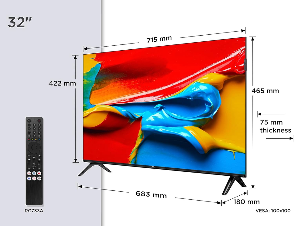 TV 32V4C - 32'' HD Smart QLED Direct LED Con Android TV E HDR ...