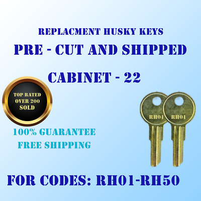 RH01-RH50. Pair of replacement keys for Husky tool box locks. Cut to ...
