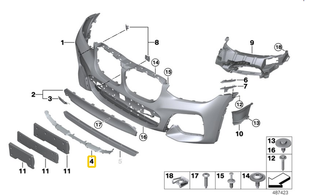 Genuine BMW X4 G02 Frozen Grey Cover Bumper Front 51118072785 for sale ...