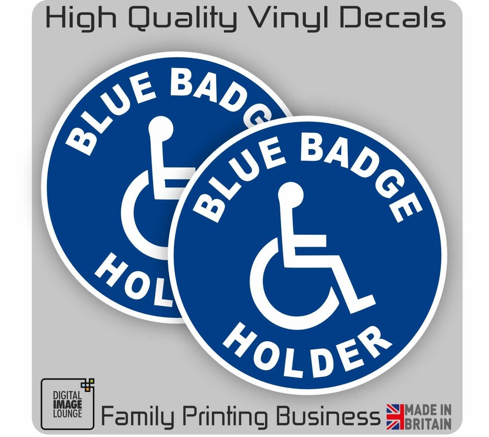 2 X BLUE BADGE HOLDER Car Stickers - 100mm - Disabled Disability ...