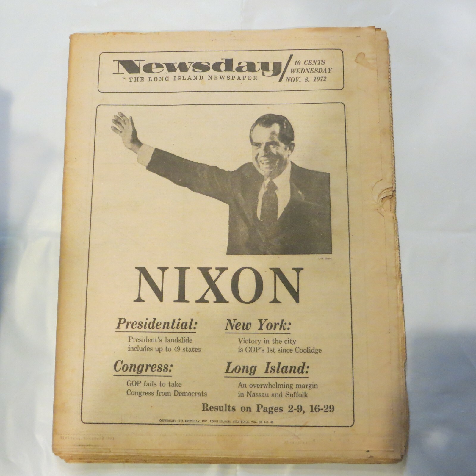 Newsday Long Island November 8 1978 NIXON Elections votes President 9M ...