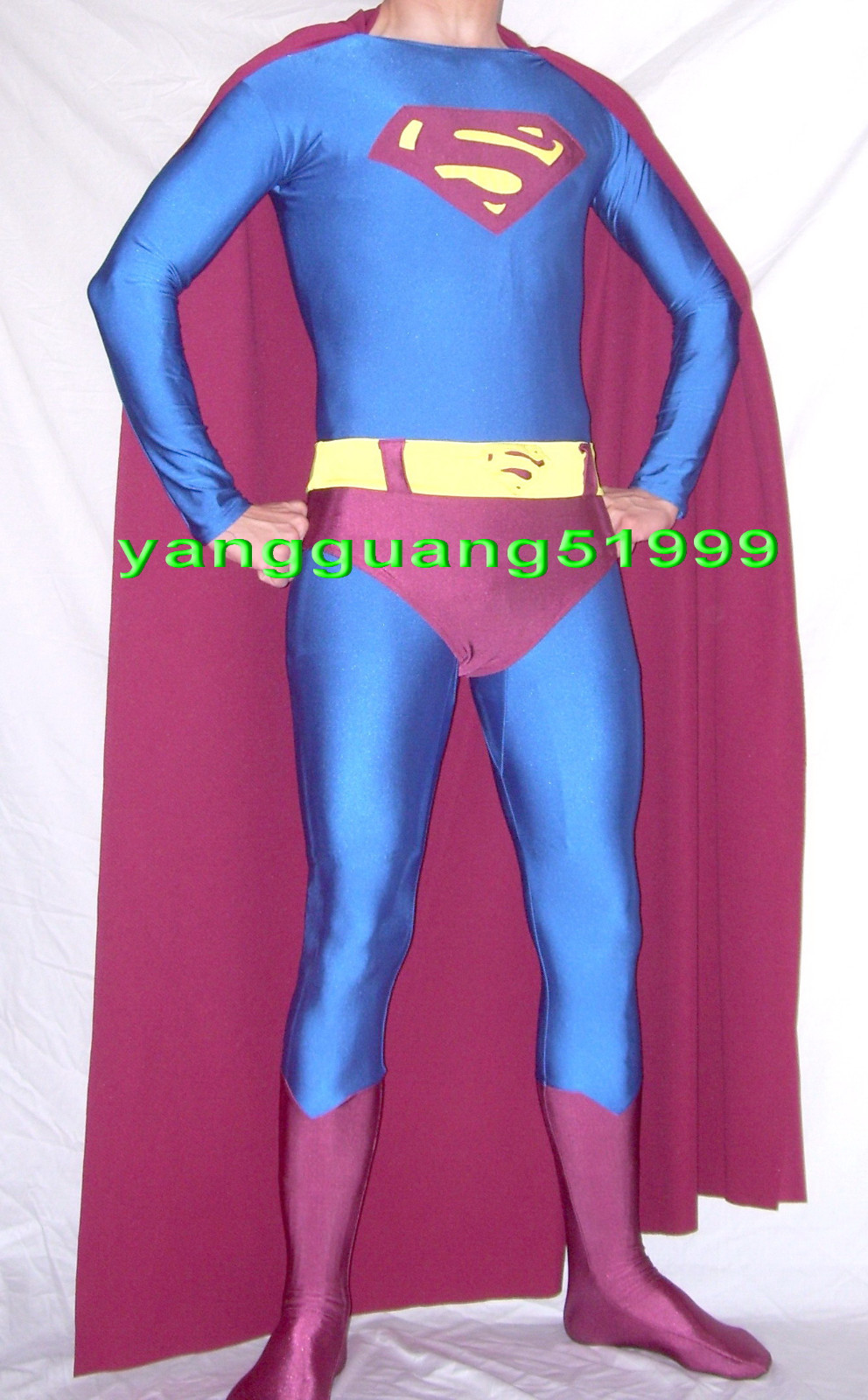 Fuchsia/Blue Spandex Superman Costumes With Long Cape Unisex Super-Man ...
