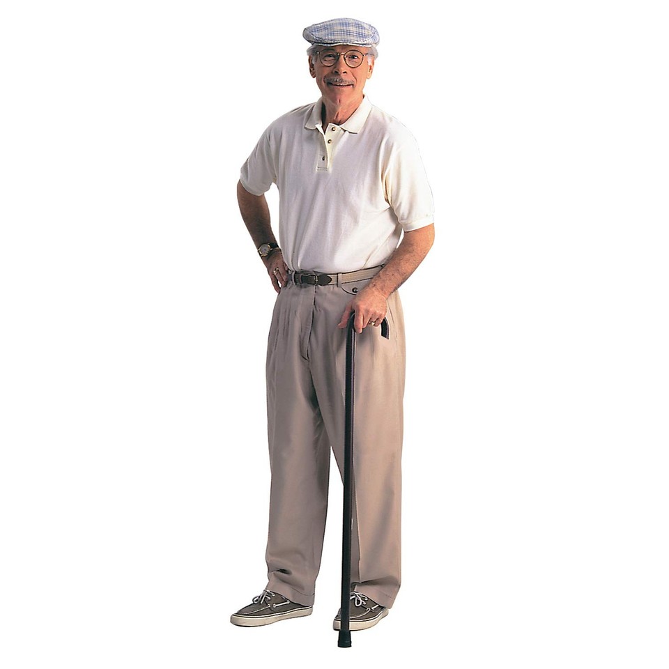 Round Handle Walnut Finish Wood Cane - Walking Cane with Rubber Tip ...