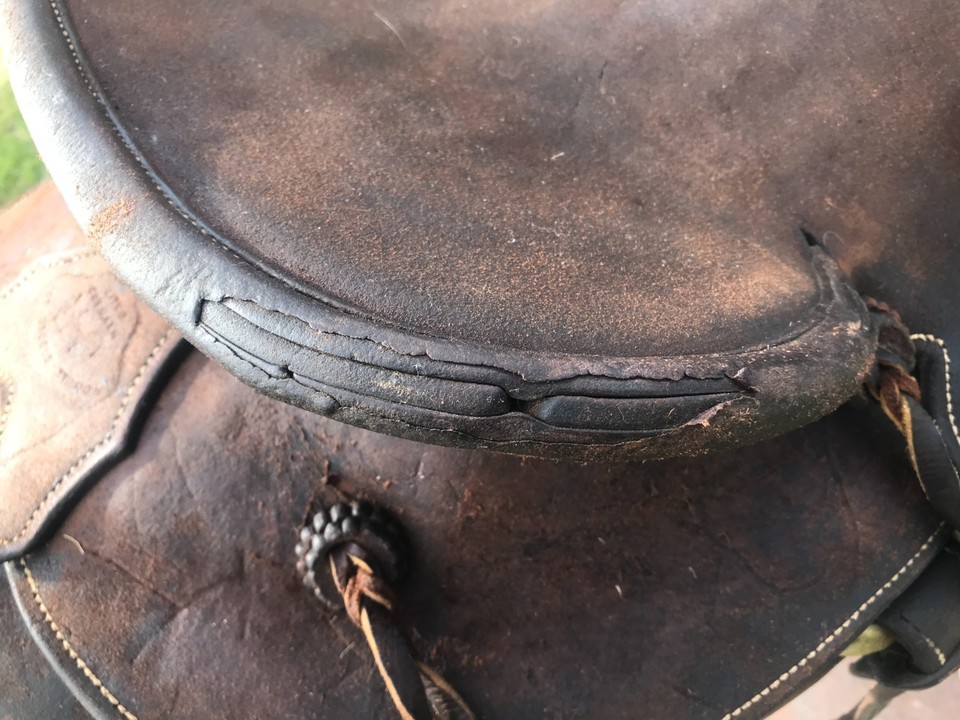 Custom VINTAGE 1940's USA JHR J.Rowell Roughout Leather Western Saddle ...