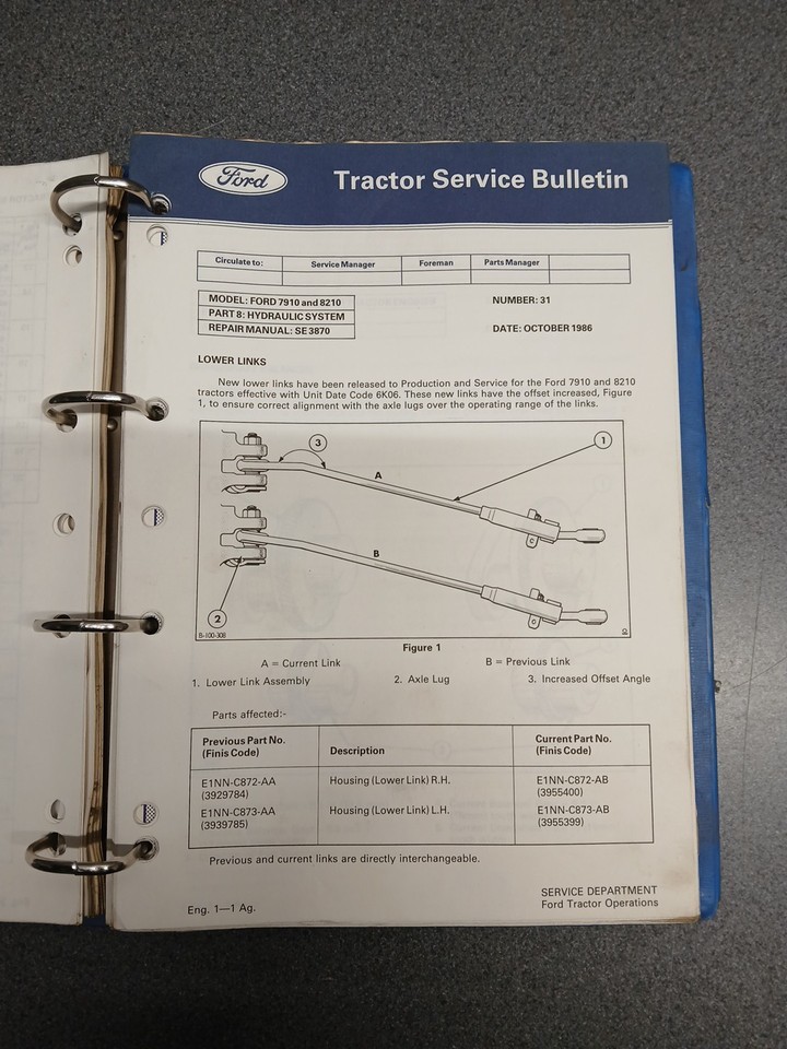 Ford 5610-8210 Hydraulic System Link Adjustment Book - Ex Ernest Doe ...