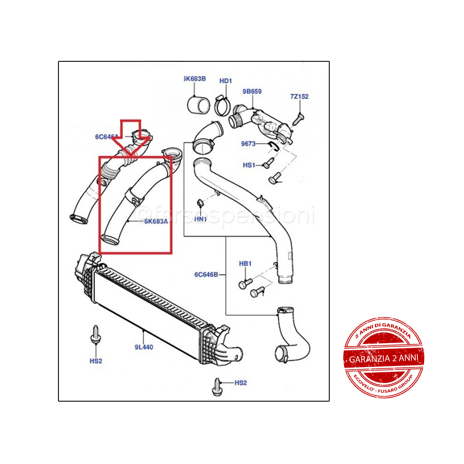 Intercooler Turbo Air Hose Sleeve for Ford Focus C-Max 1.6 TDCI 1496240 ...
