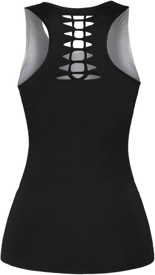 Womens Hollow Out Skull Print Workout Yoga Tank Tops Small, Bae 026 | eBay