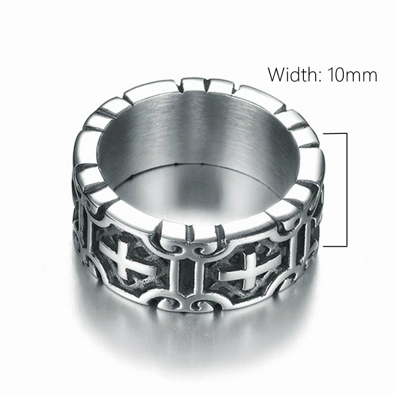 MENDEL Mens Stainless Steel Gothic Christian Cross Band Ring For Men Size 6-15 | eBay