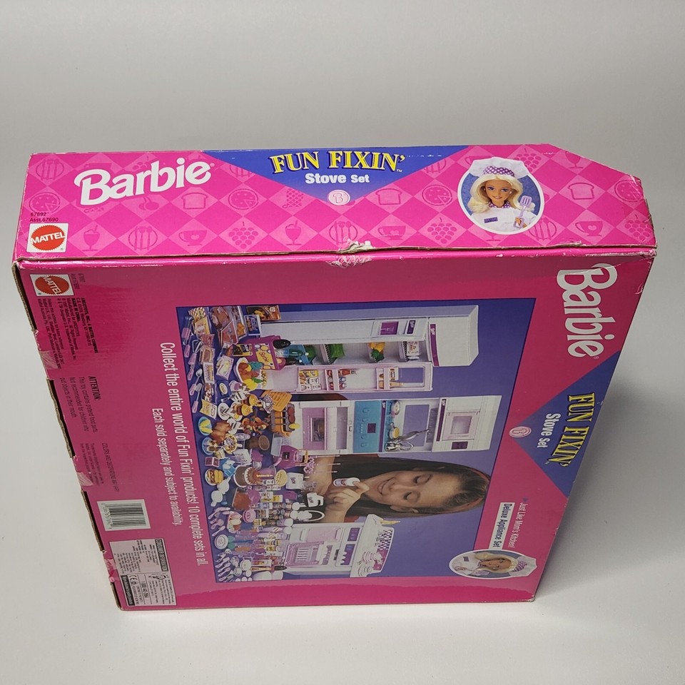 VINTAGE 1997 MATTEL FUN FIXIN STOVE SET BARBIE PLAYSET 100% COMPLETE ...