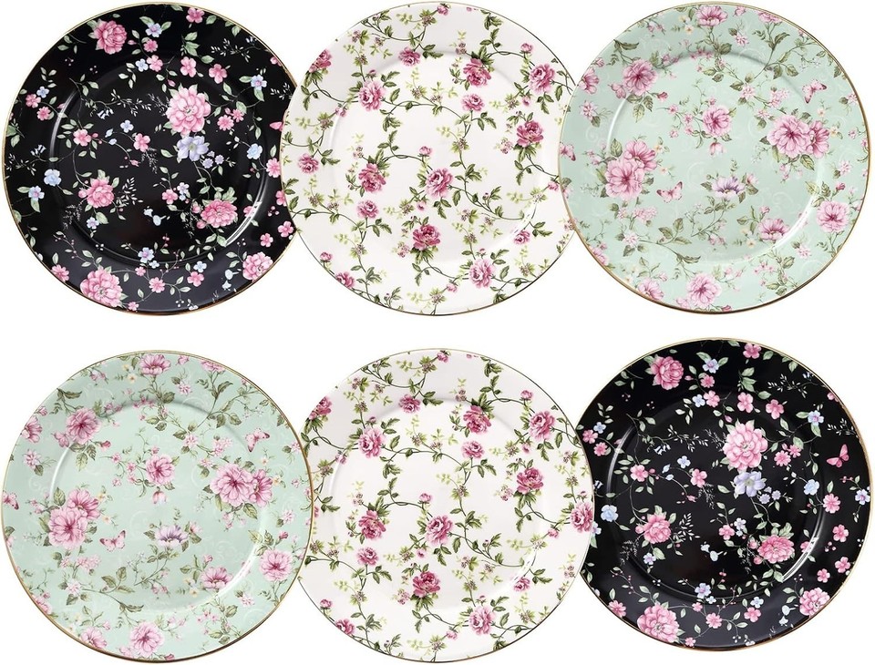 Ceramic Plates,Set of 6, 8 inch, Porcelain Appetizer Plates,Small ...