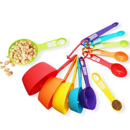 12 Piece Colored Measuring Cups and Spoons Set Kitchen Nylon Durable ...