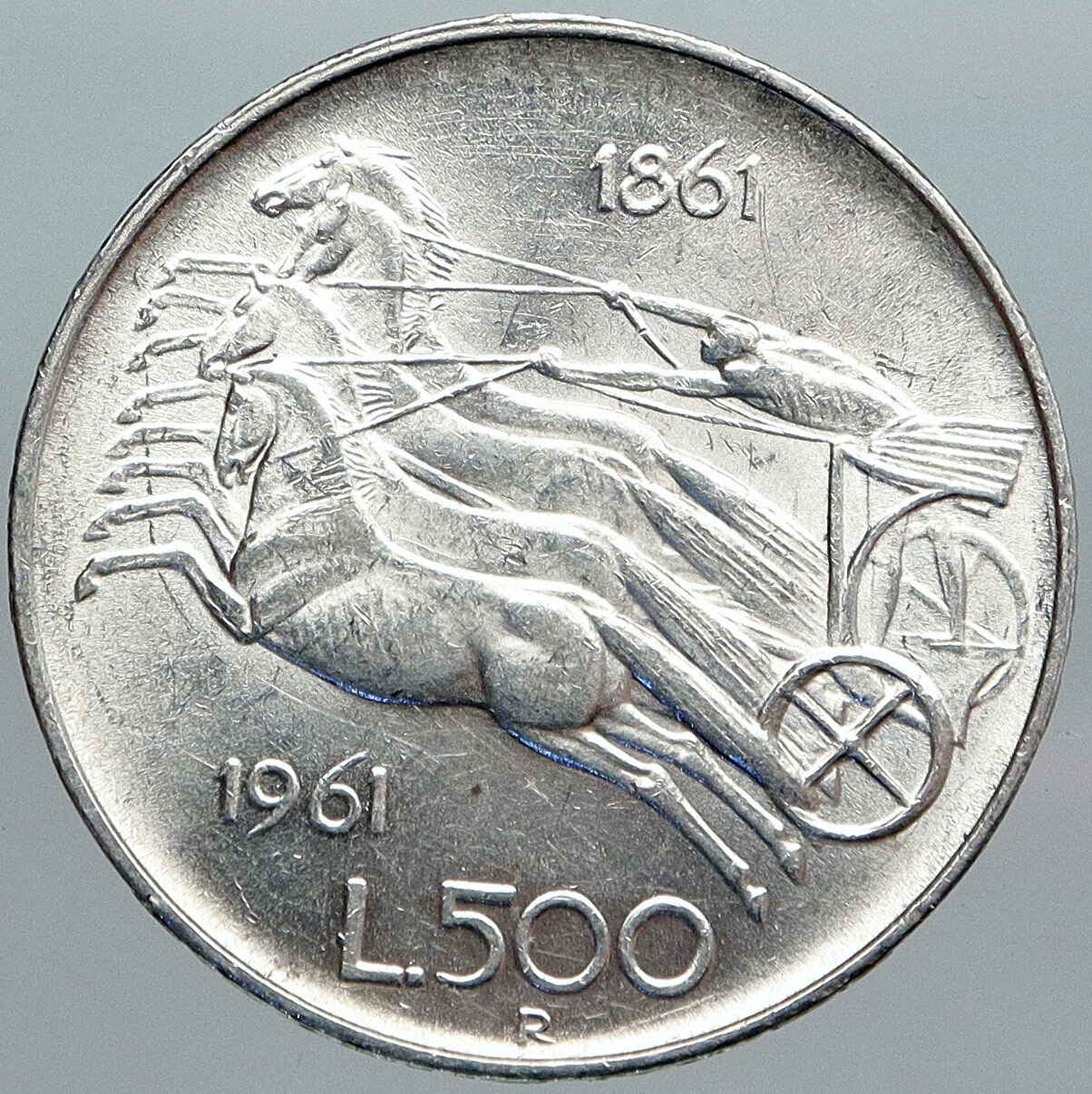 1961 ITALY Silver 500 Lire Coin ITALIAN UNIFICATION Rome Capital ...