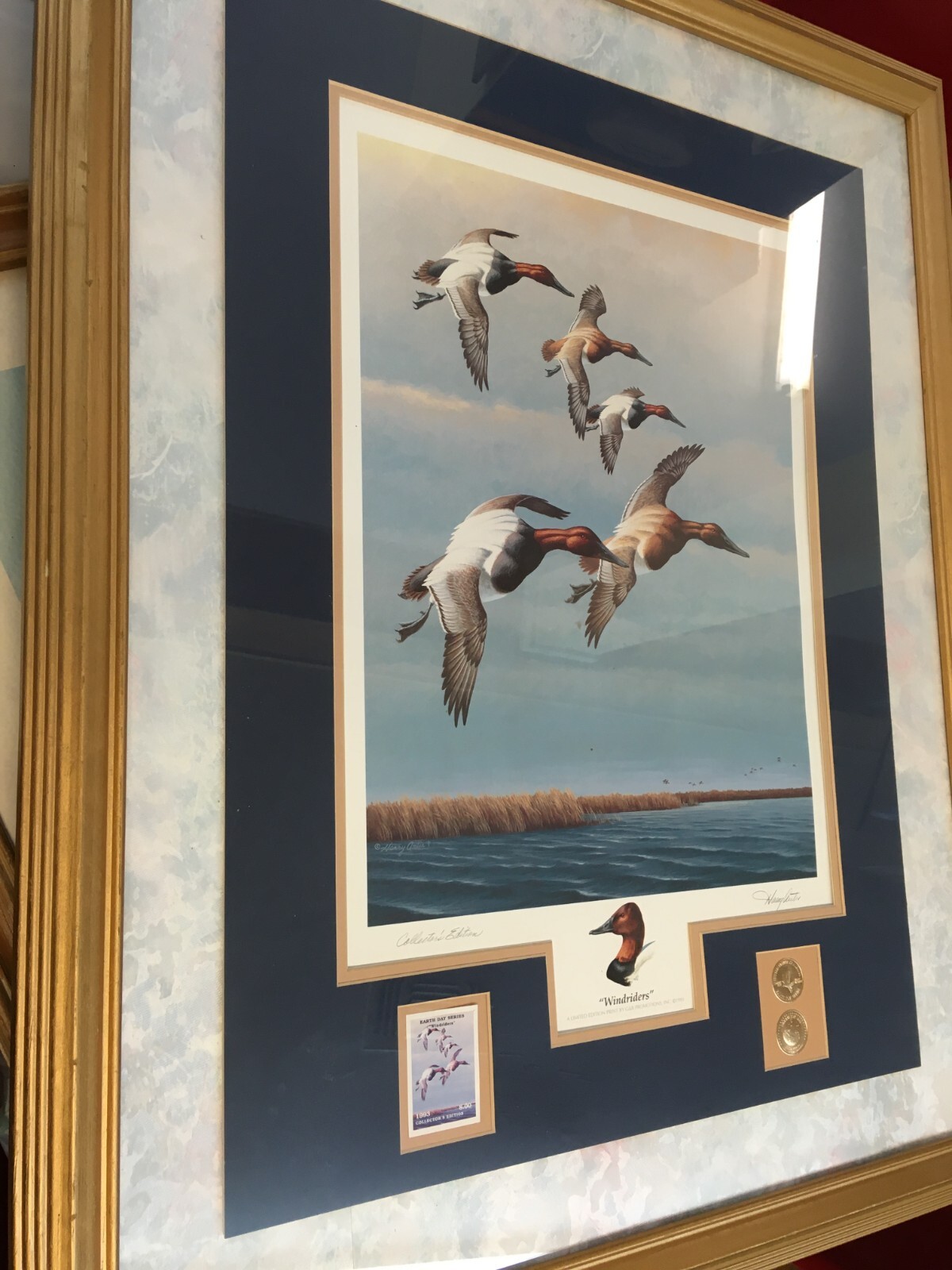 "Windriders" Print Signed Framed with Stamp & 2 Earth Day Coins by ...