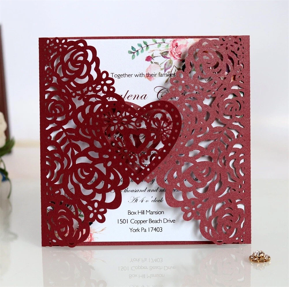 Invitaciones De Boda Corazon Rojo Y Negro