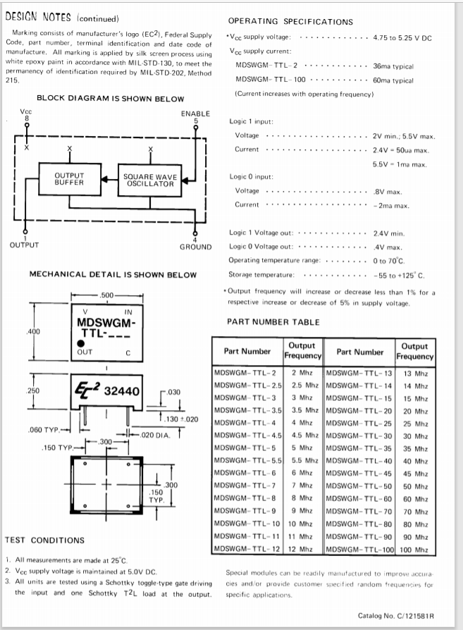 100MHz Oscilator Square Wave Generator Module TTL 5V Mini DIP | eBay