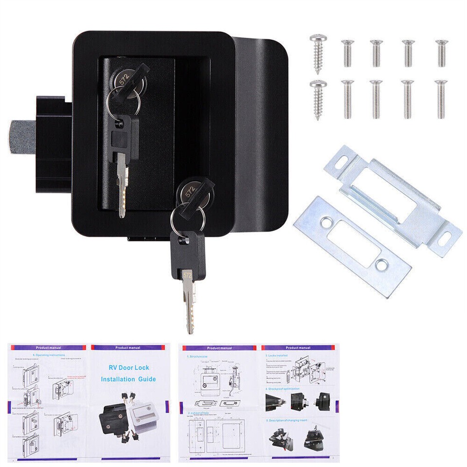Black RV Paddle Entry Door Lock Latch Handle Knob Deadbolt For Camper ...