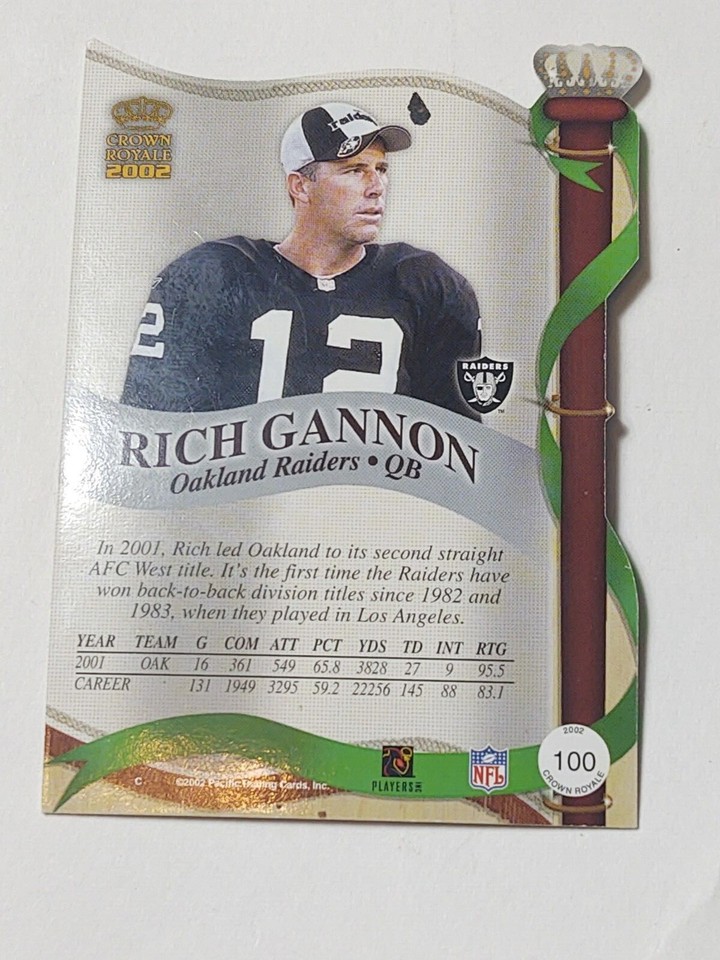 2002 PACIFIC CROWN ROYALE RICH GANNON FOOTBALL CARD #100 DIE CUT | eBay