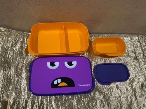 Tupperware New Slim Lunch Divided Set & Inner Container w Seals Purple ...