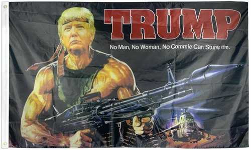 Trump Make America Great Again flag 3 x 5 Machine Gun MAGA Rambo Trump ...
