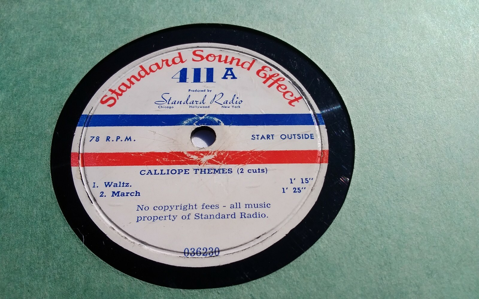 Standard Sound Effects 78rpm Single 10-inch Standard Radio Records #411 ...