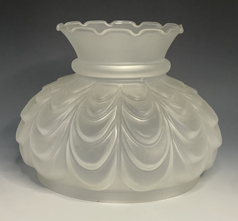 Antique Fostoria Satin Frosted Glass Drape Pattern EAPG 1904 Oil Lamp ...