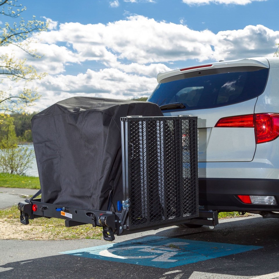 Silver Spring Hitch Mobility Carrier 500 lb Travel +Powerchair Cover ...