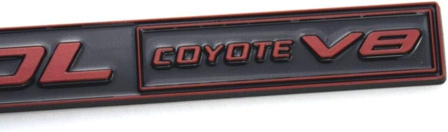 2x 5.0L Coyote V8 Emblems 3D Badge Logo Nameplate Black Red Trim | eBay
