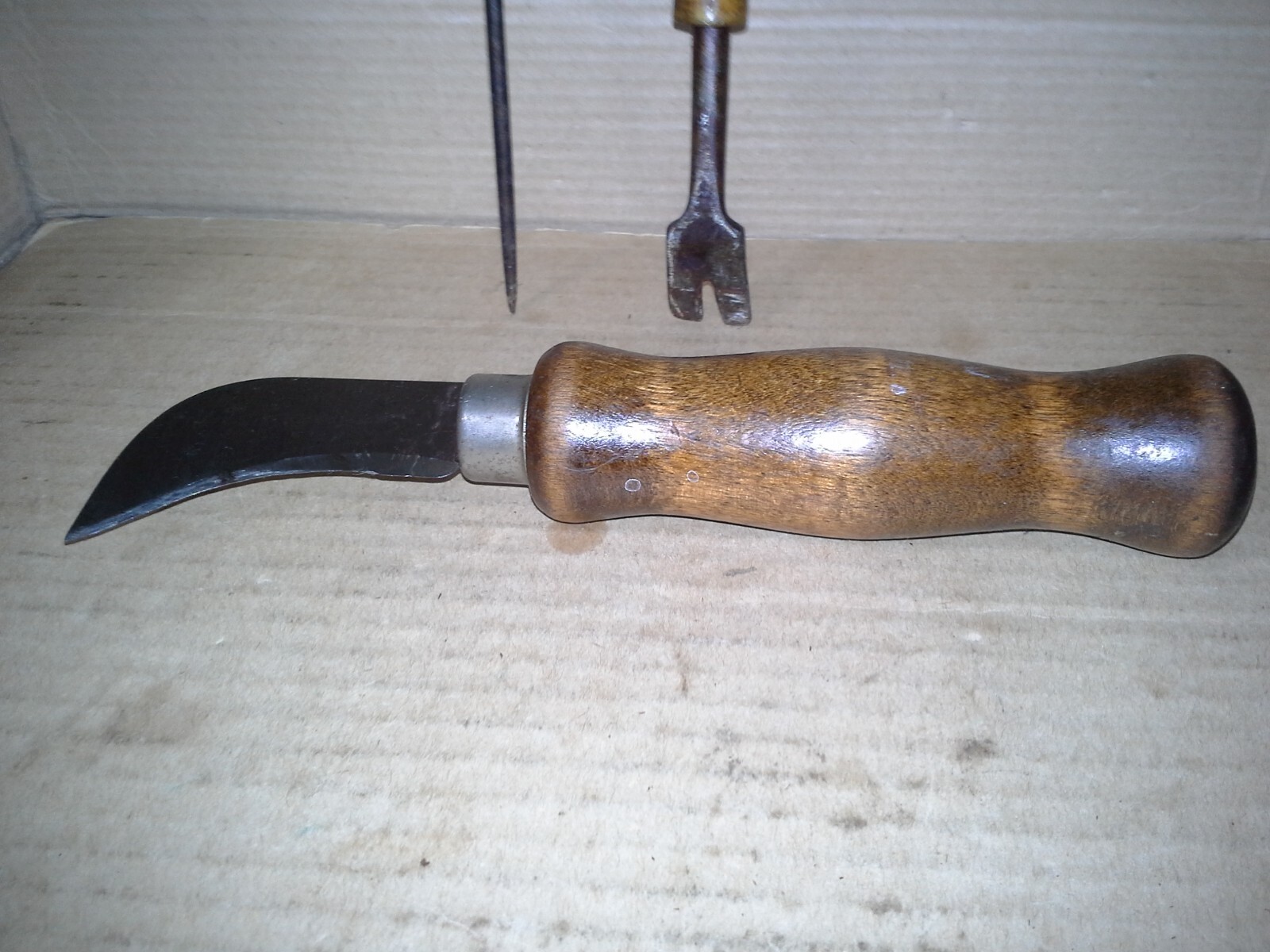 VTG. Wooden Handle Nail & Tack Puller, ice Pick, Hook Knife . Good Cond ...