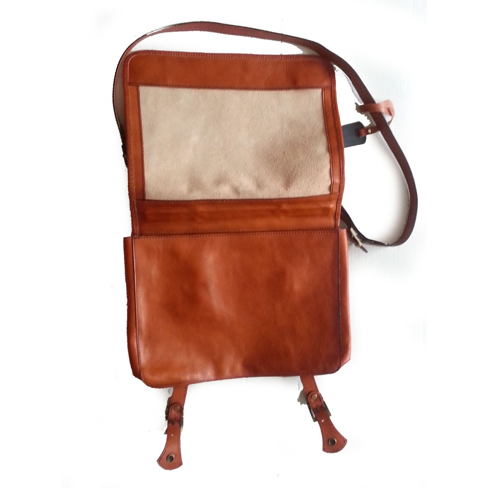 Persaman New York Saddle Brown Messenger Bag Genuine Leather Made in ...