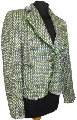 Paul Berman Women's Green check Wool Mix Long Sleeve Jacket Blazer Uk ...