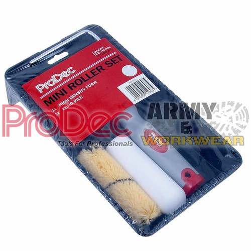 ProDec Mini Roller Set 4" Inch Paint Tray Frame & 2 x Refills (Foam & Long Pile) | eBay
