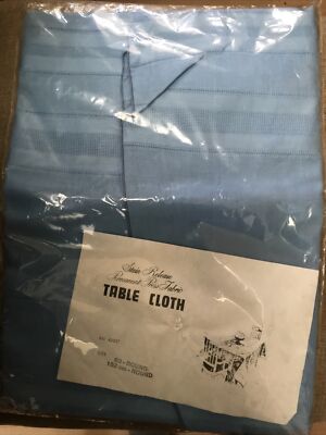 Blue Permanent Press 60" ROUND TABLECLOTH~Stain Release~New | eBay