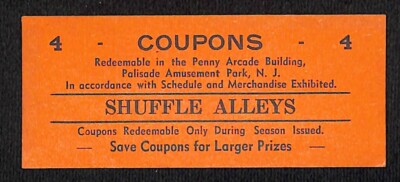 Palisades Amusement Park NJ c1955 Penny Arcade Shuffle Alleys "4 ...