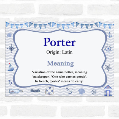 Porter Name Meaning Nautical Certificate | eBay UK